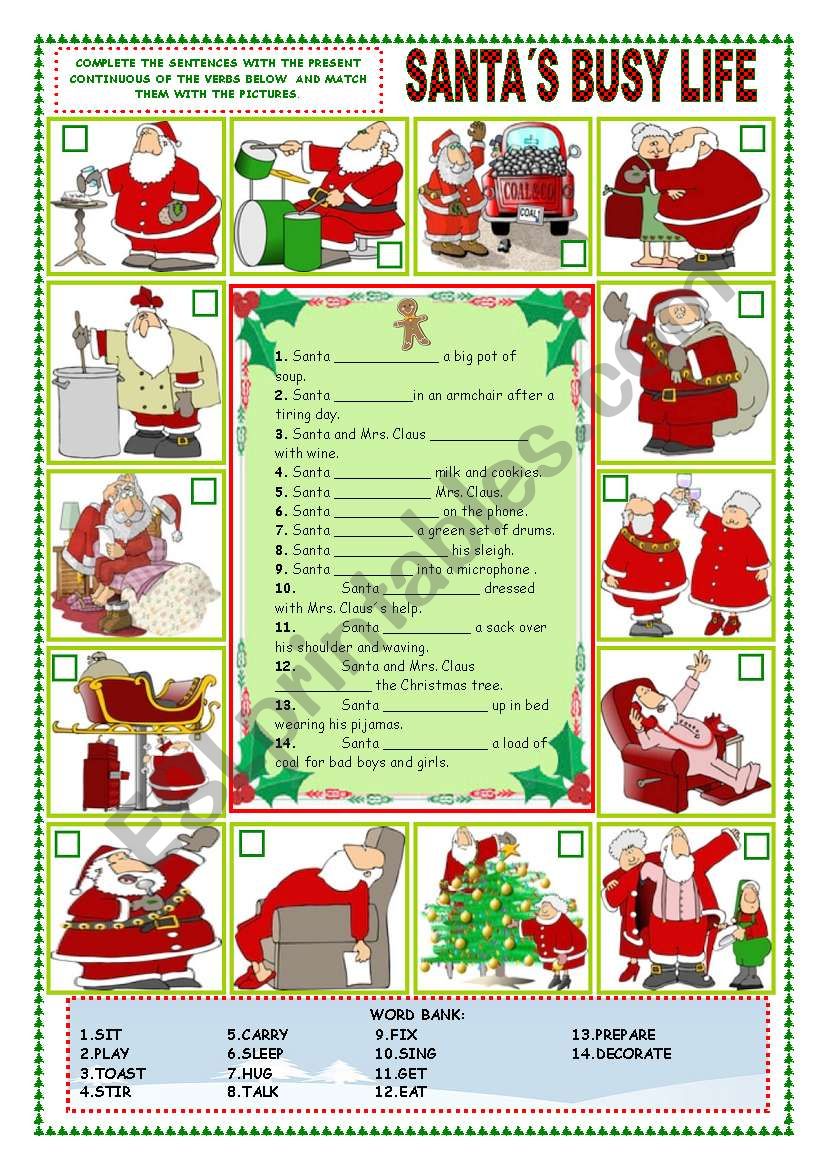 SANTA´S BUSY LIFE - ESL worksheet by Katiana