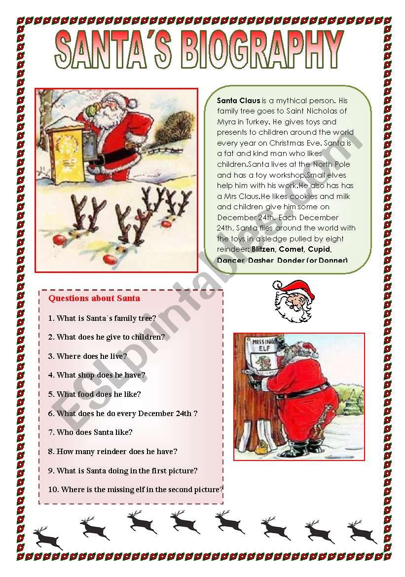 Santa´s biography - ESL worksheet by renca