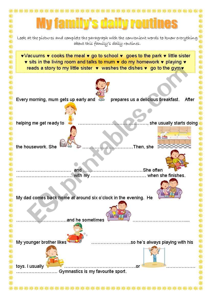 my family´s daily routines - ESL worksheet by hayet