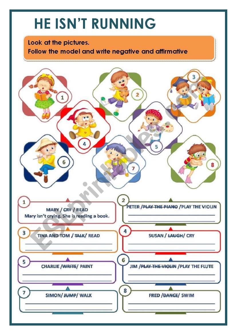 HE ISN´T RUNNING - ESL worksheet by evelinamaria HE ISN´T RUNNING - ESL worksheet by evelinamaria