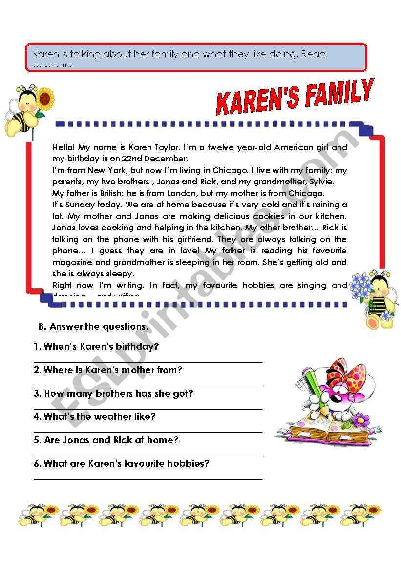 KAREN´S FAMILY - ESL worksheet by evelinamaria