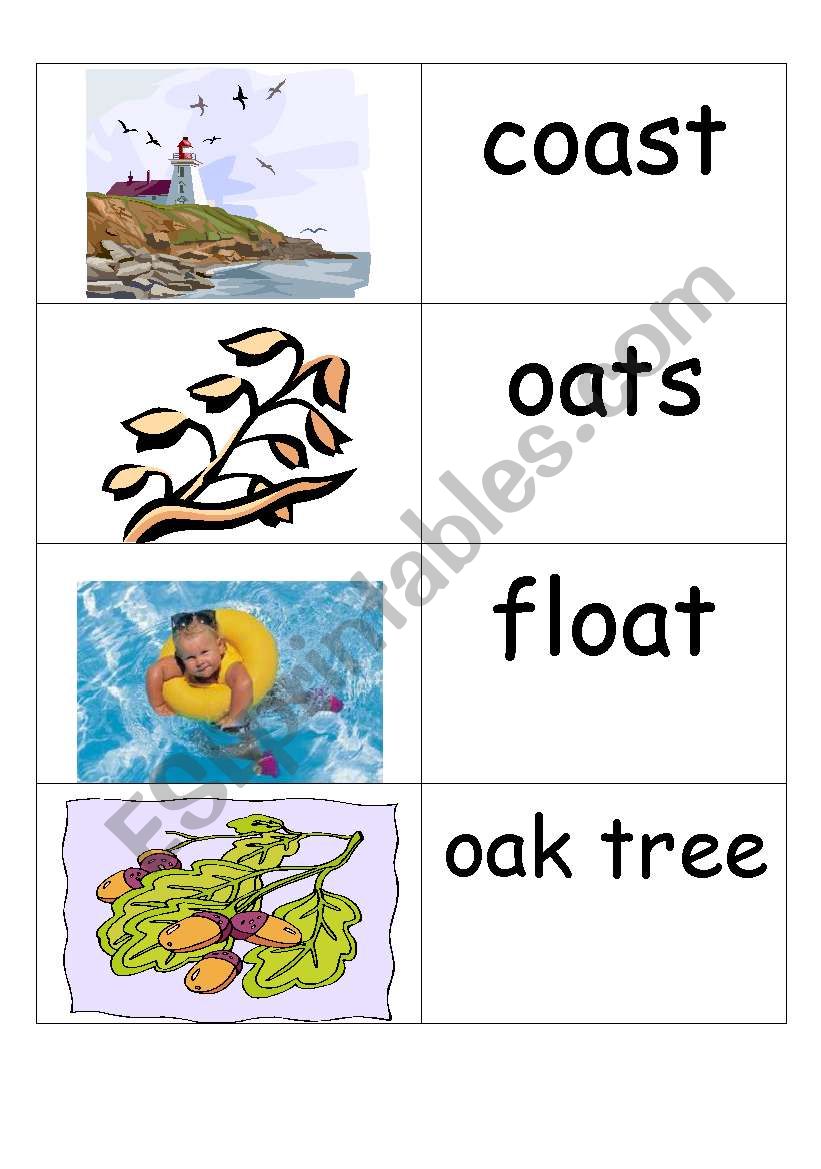 words /pictures cards that contain ´oa´ part 2 - ESL worksheet by ...