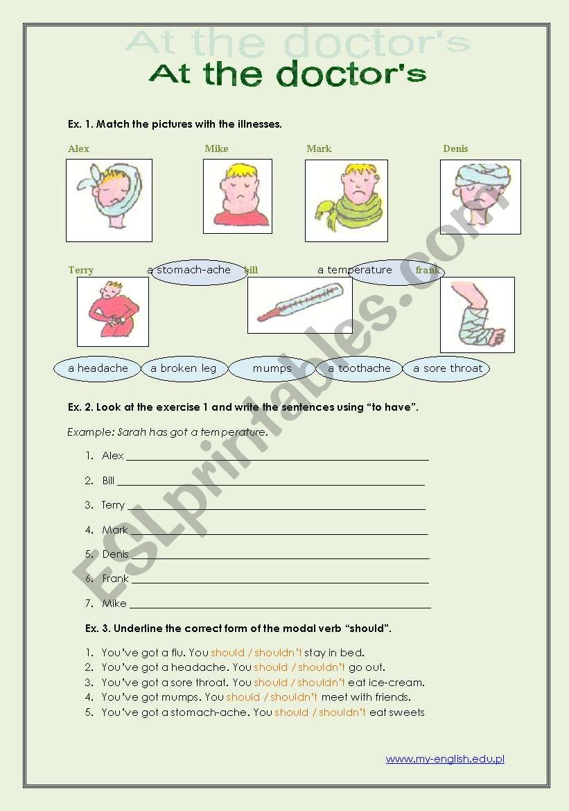 At the doctor´s - ESL worksheet by my-english.edu.pl