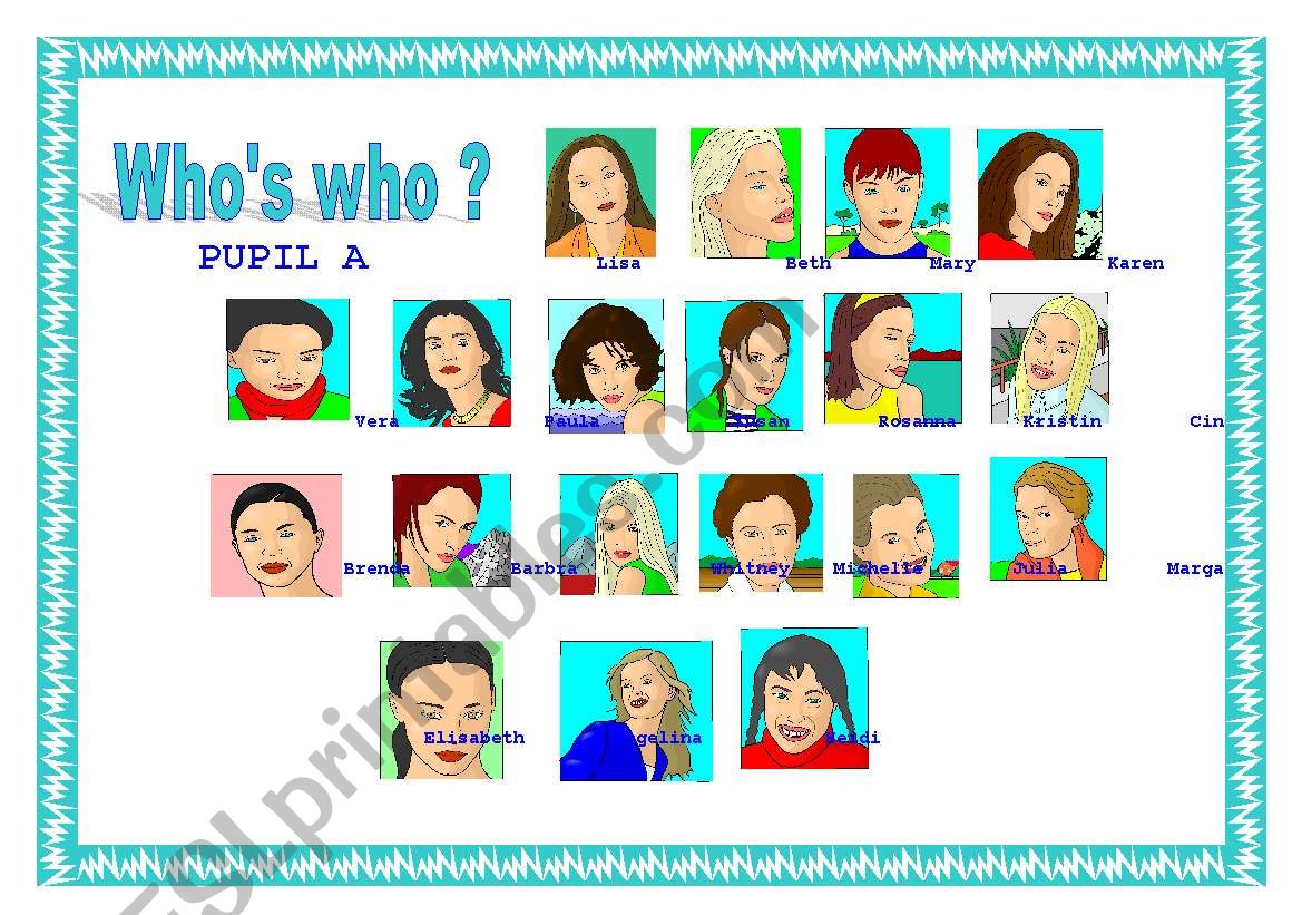 WHO´S WHO ? face pairwork !!!!!!!!!!!!!!!!!!!!!!!!!!!!!!!!!!!!!!!!! #2 ...