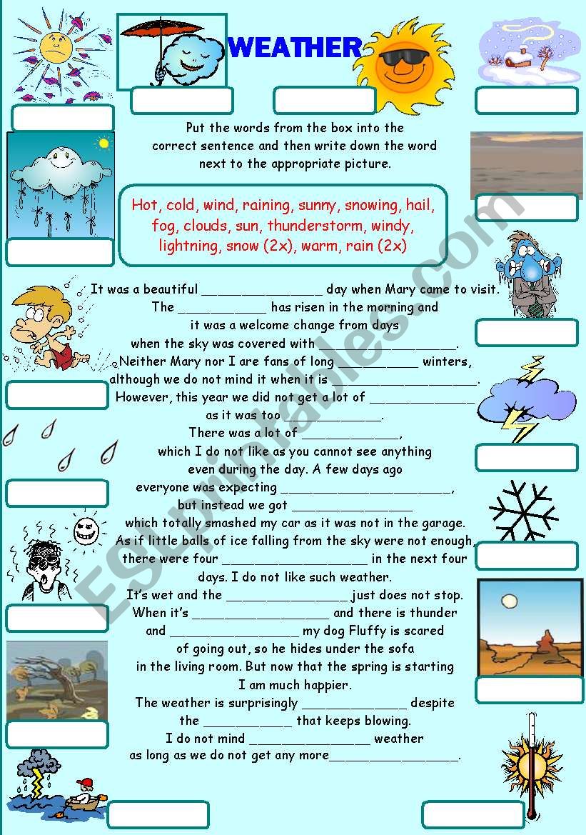 Weather ESL Worksheet By Maayyaa