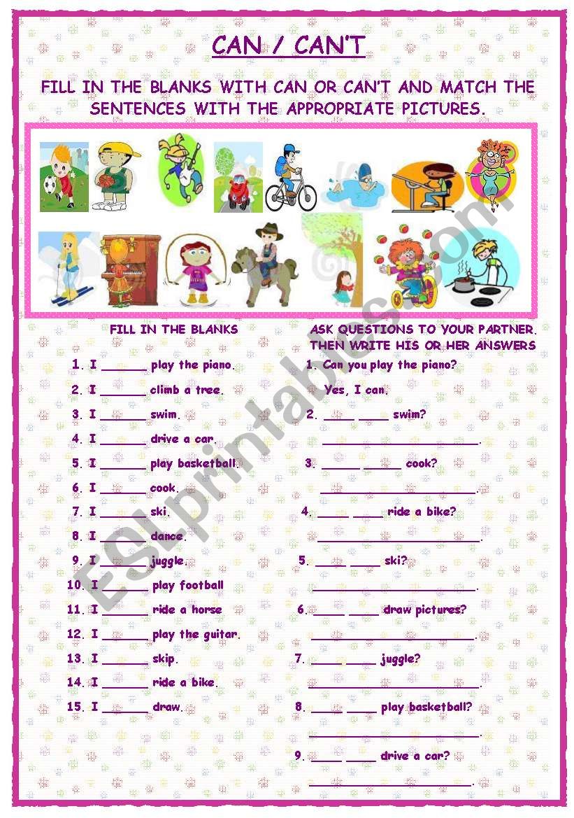 can can´t - ESL worksheet by miss çelik