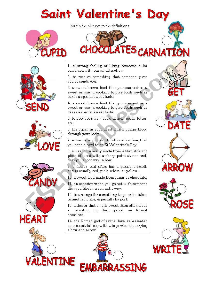 Valentine´s Day Match - ESL worksheet by ang_ruiz