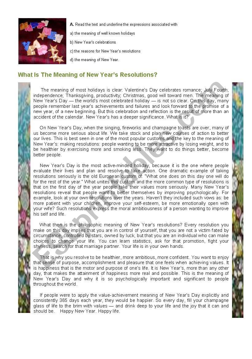 New Year´s Resolutions (3 pages) - ESL worksheet by bigbang