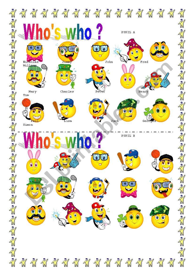WHO´S WHO ? face pairwork !!!!!!!!!!!!!!!!!!!!!!!!!!!!!!!!!!!!!!!!! # 2 ...