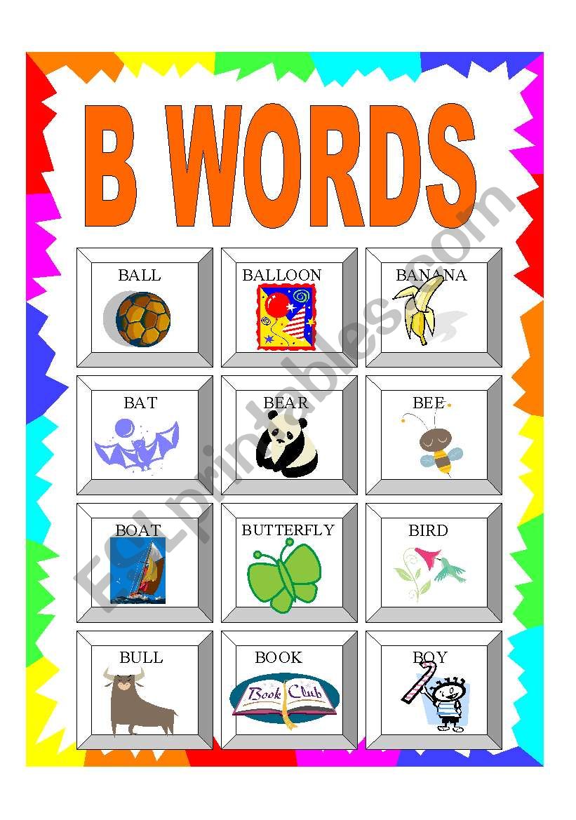 ALPHABET B WORDS ESL Worksheet By Greek Professor