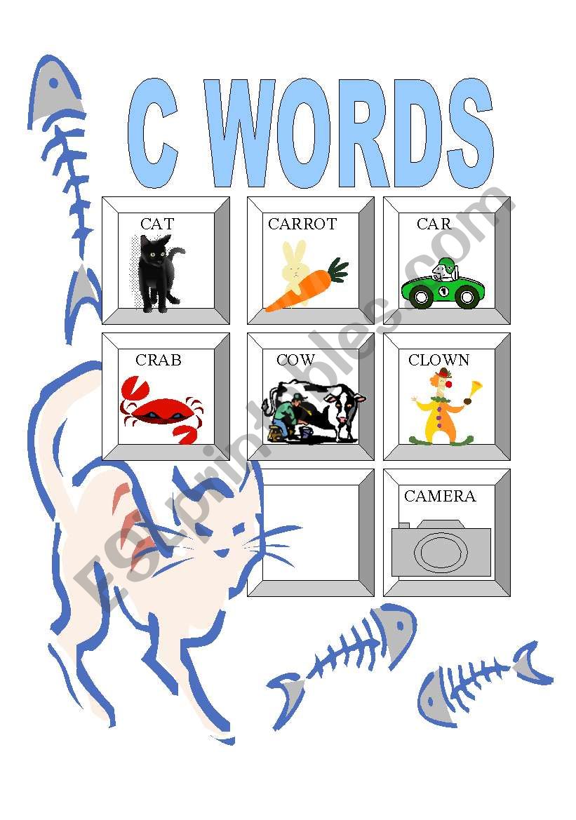 English Worksheets ALPHABET C WORDS