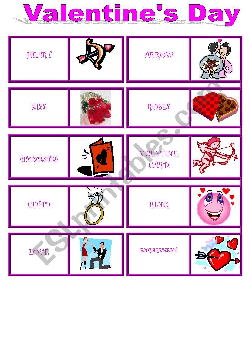 VALENTINE´S DAY !!!!!!!!!!!!!!!!!!!!!!!!!! 2 PAGES : DOMINOES & MATCH ...