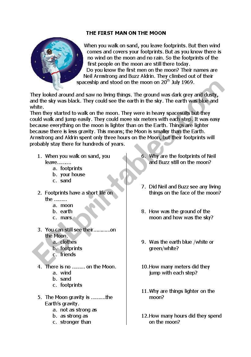 THE FÝRST MAN ON THE MOON - ESL worksheet by banuiskur