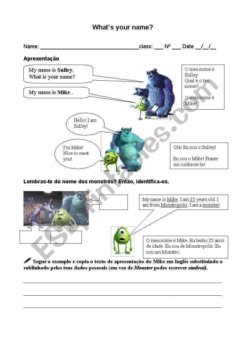 What´s your name? - ESL worksheet by açoriano