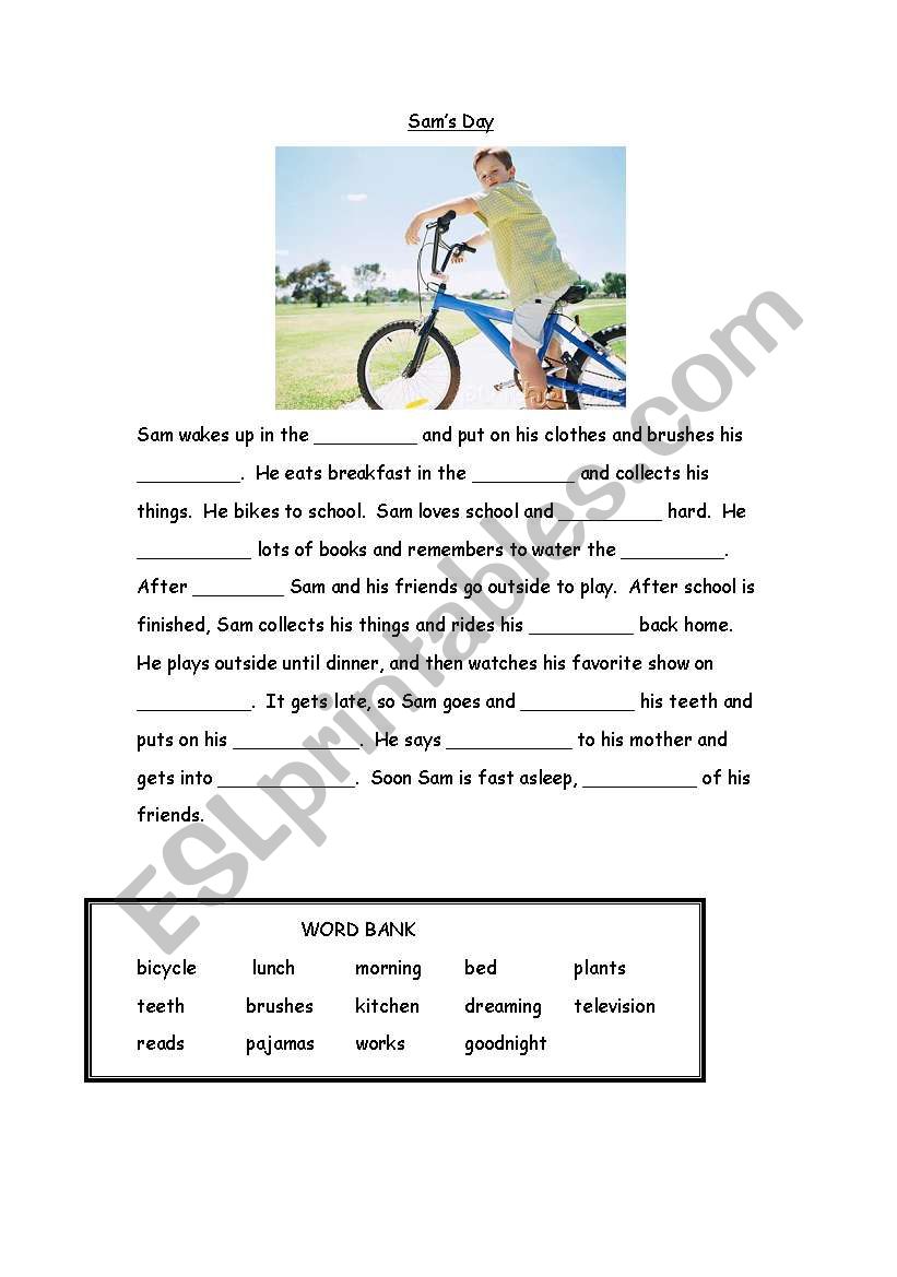 Sam´s Day - ESL worksheet by SCKB