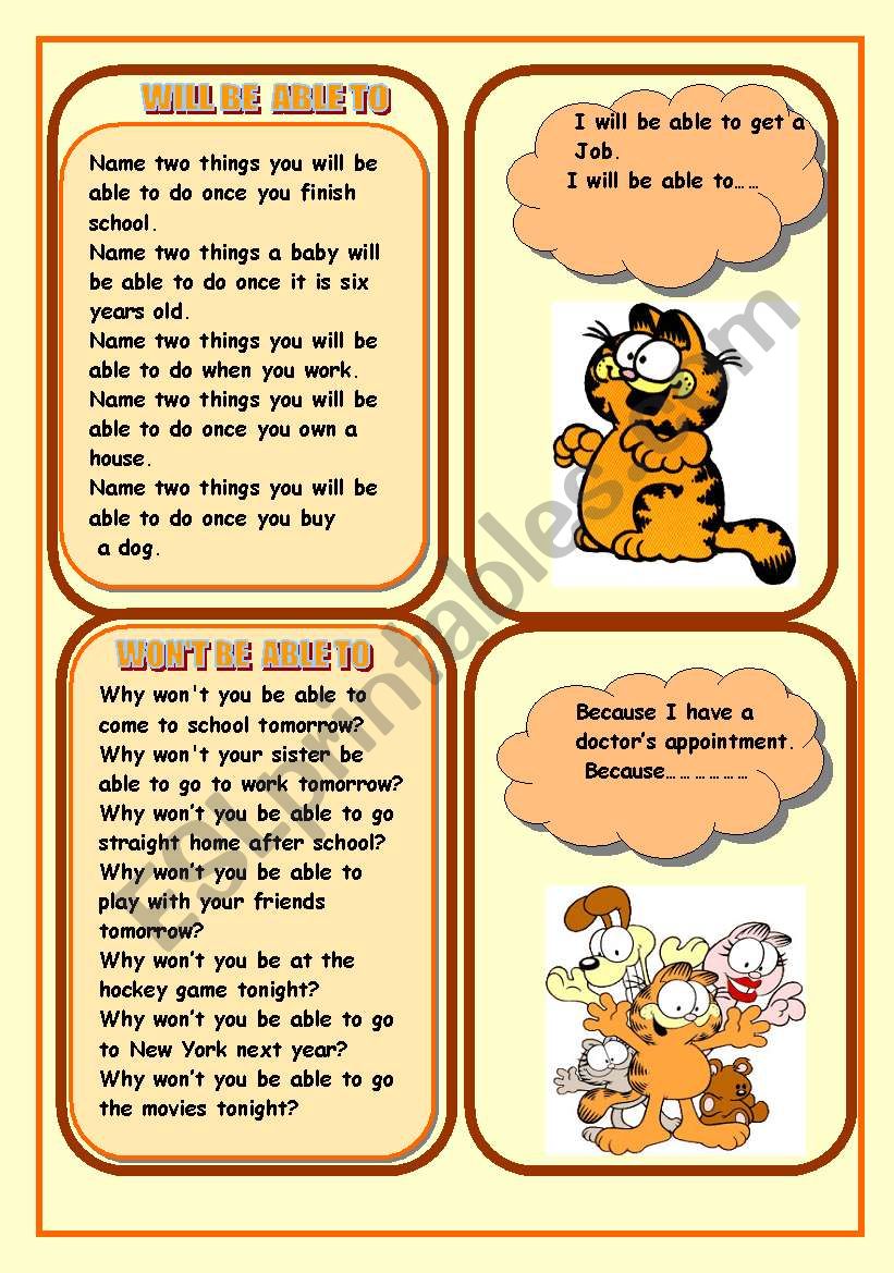 MODAL VERB WILL BE ABLE TO/WON´T BE BLE TO - ESL worksheet by GIOVANNI