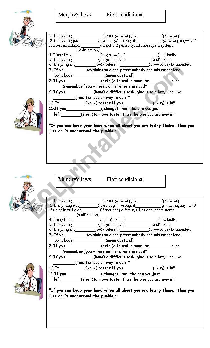 MURPHY´S LAW - ESL worksheet by silviacilia
