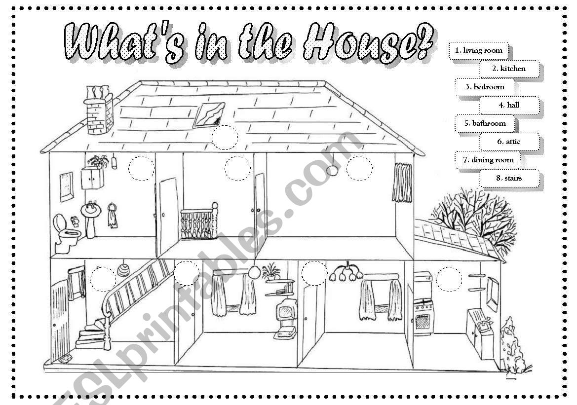 What´s in the house? (2 pages) - ESL worksheet by gabitza