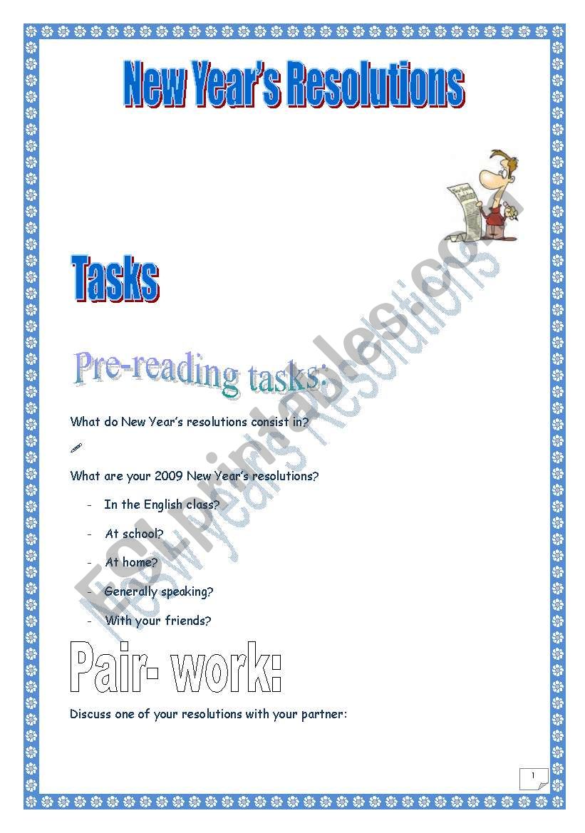 New Year´s Resolutions Project. (7 pages) - ESL worksheet by Montypython