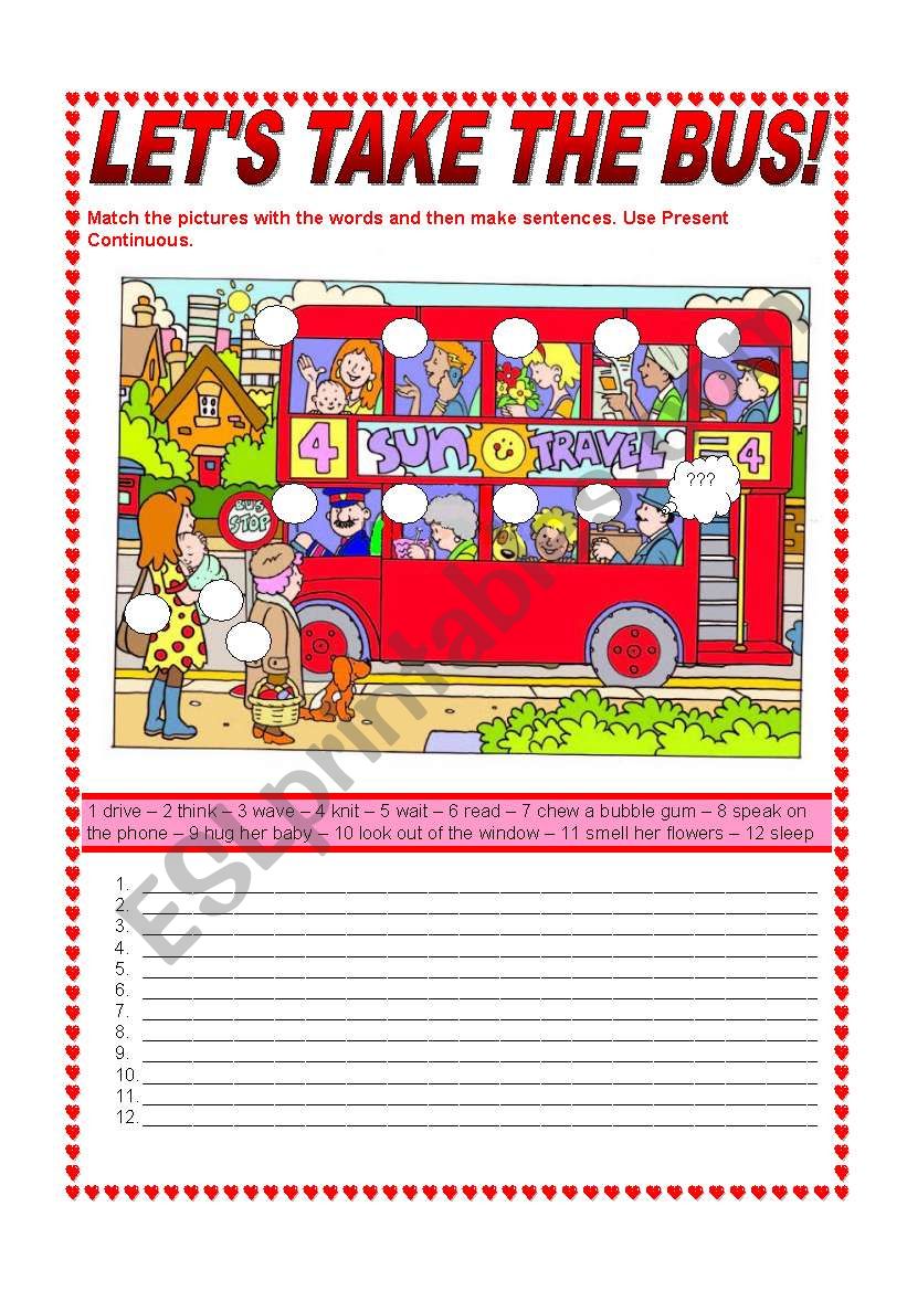 LET´S TAKE THE BUS - ESL worksheet by s.lefevre