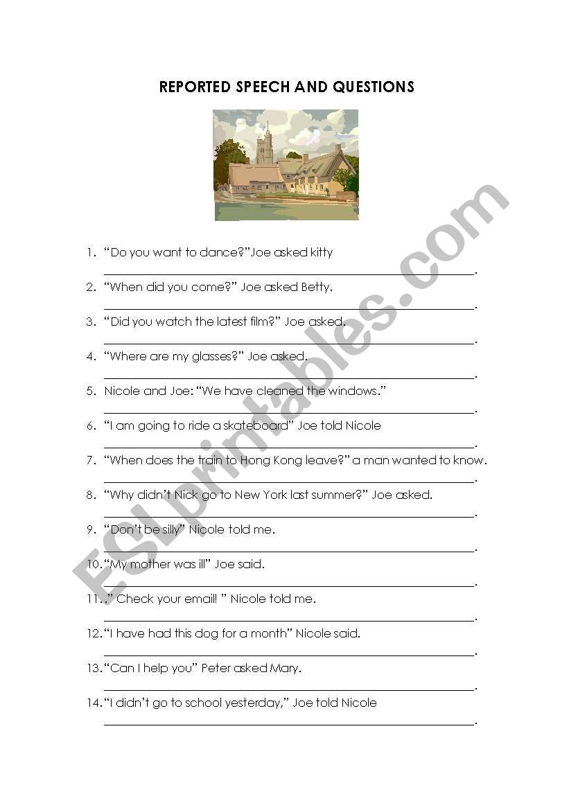 reported speech & question (revision) - ESL worksheet by ch_nicole1020