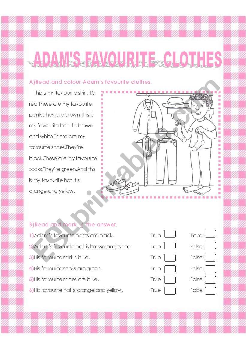 ADAM´S FAVOURITE CLOTHES - ESL worksheet by dido...