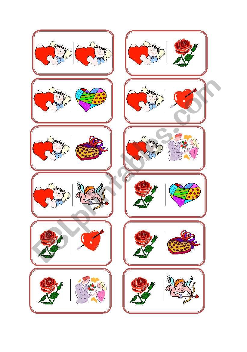 Valentine´s Domino - part 1 of 3 - ESL worksheet by Cassy