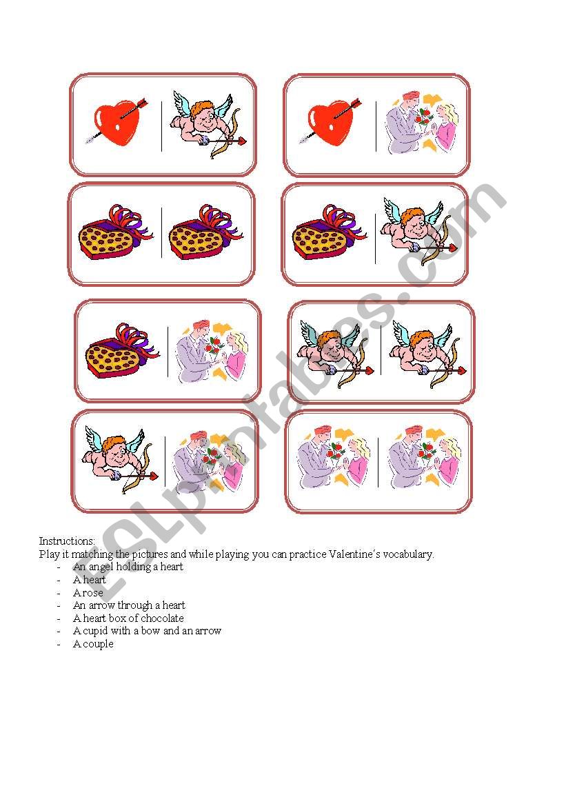 Valentine´s Domino - part 3 of 3 - ESL worksheet by Cassy