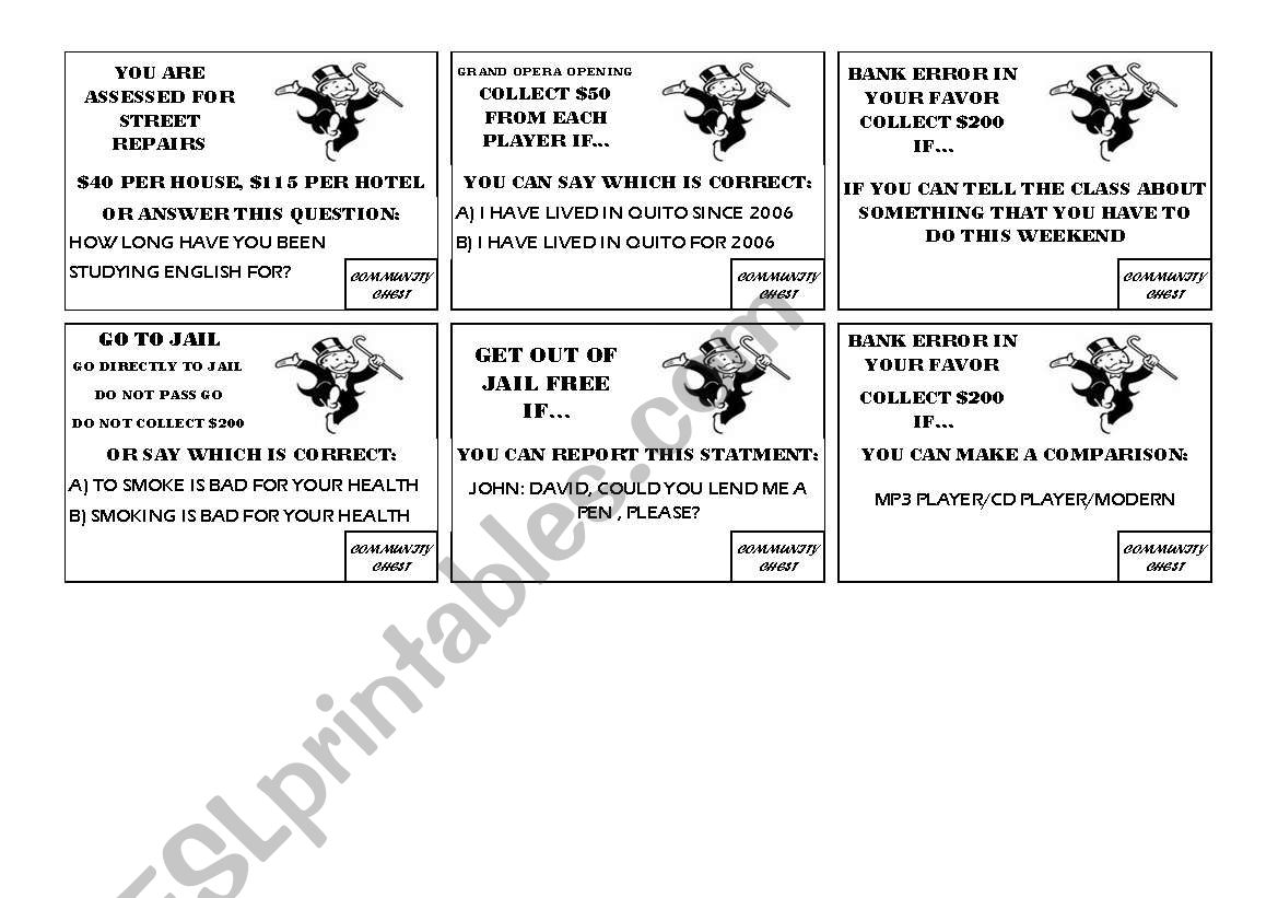 Monopoly Chance Cards Pdf