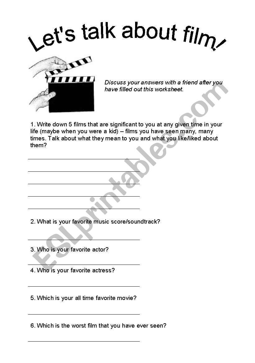 English worksheets: Let´s talk about FILM!