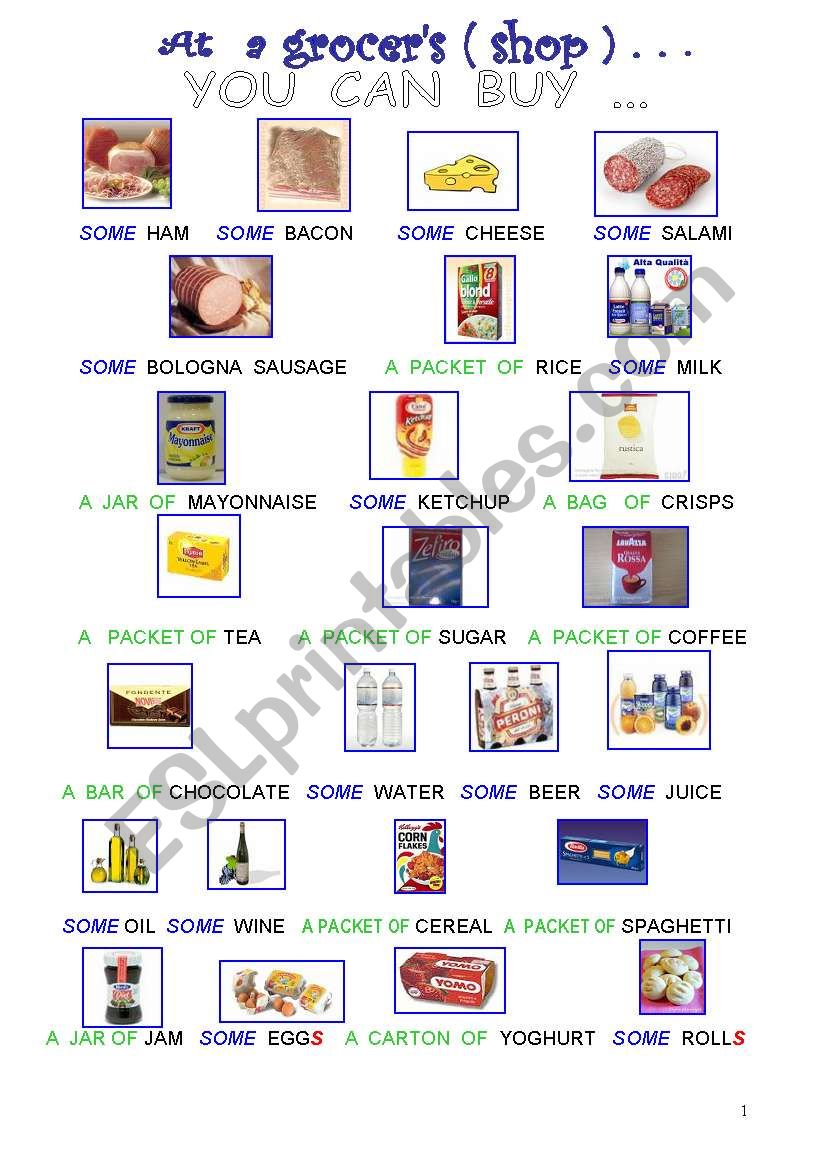 AT A GROCER´S YOU CAN BUY - ESL worksheet by vyvy