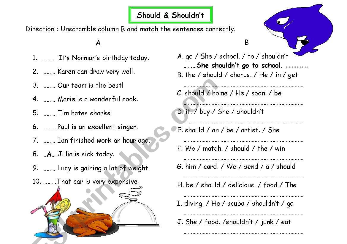 Should & Shouldn´t - ESL worksheet by kittung