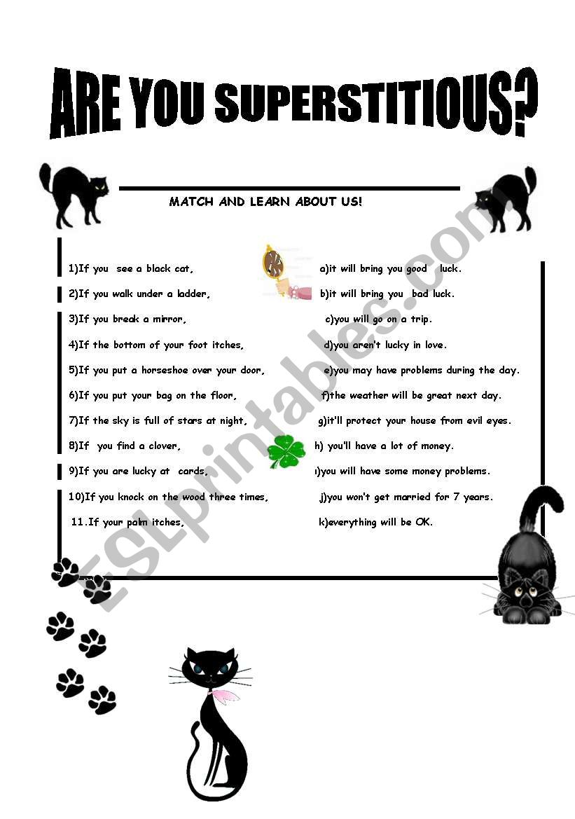 are you superstitious ?- ýf type 1 - ESL worksheet by Dkay