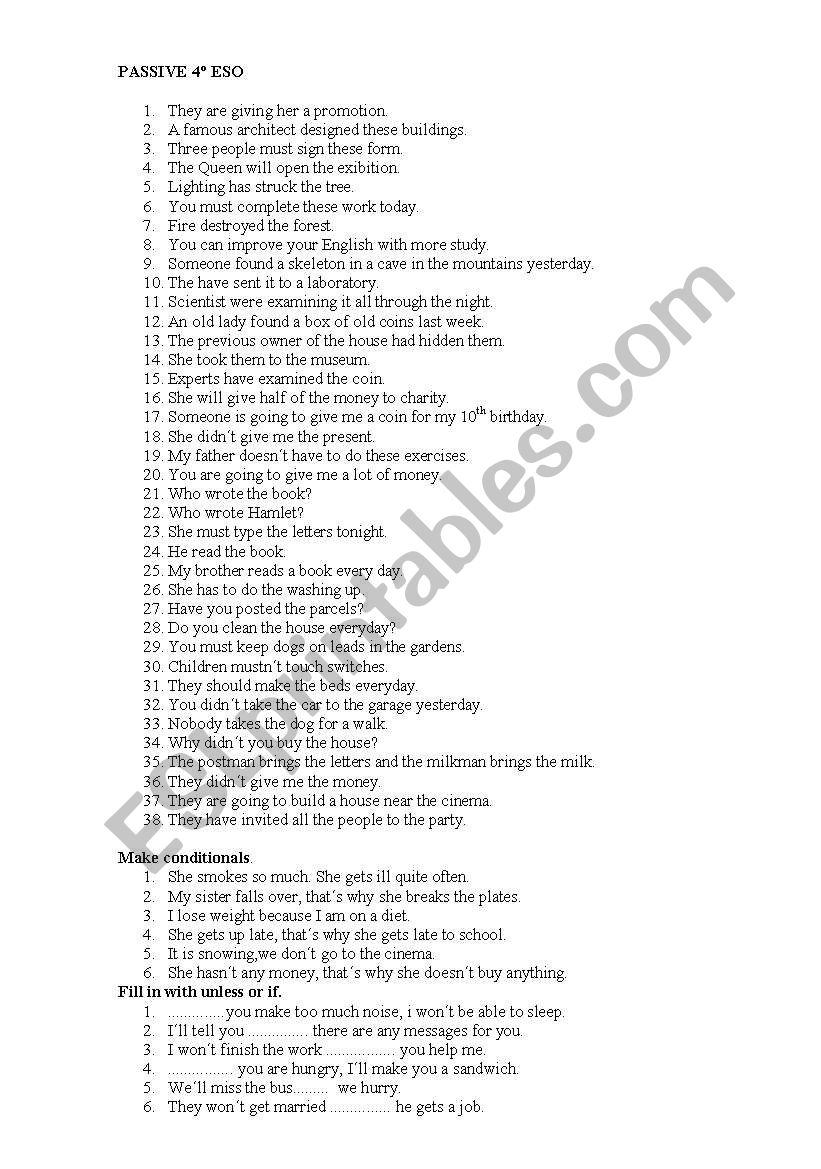 PASSIVE 4º ESO - ESL worksheet by martuki