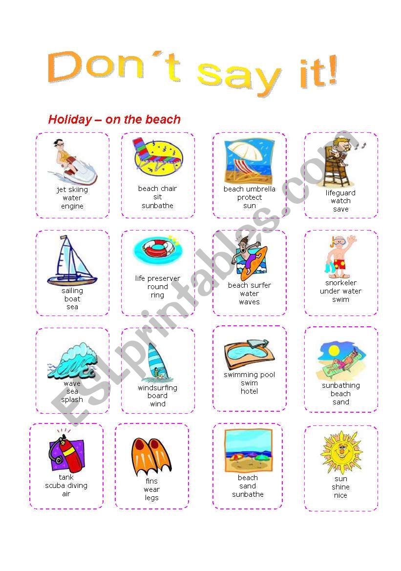 Do´t say it! Holiday - ESL worksheet by Bohda