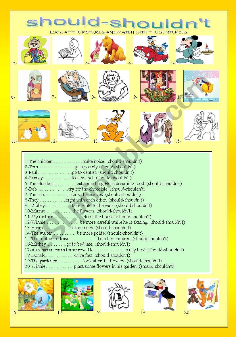 should-shouldn’t - ESL worksheet by Serap289