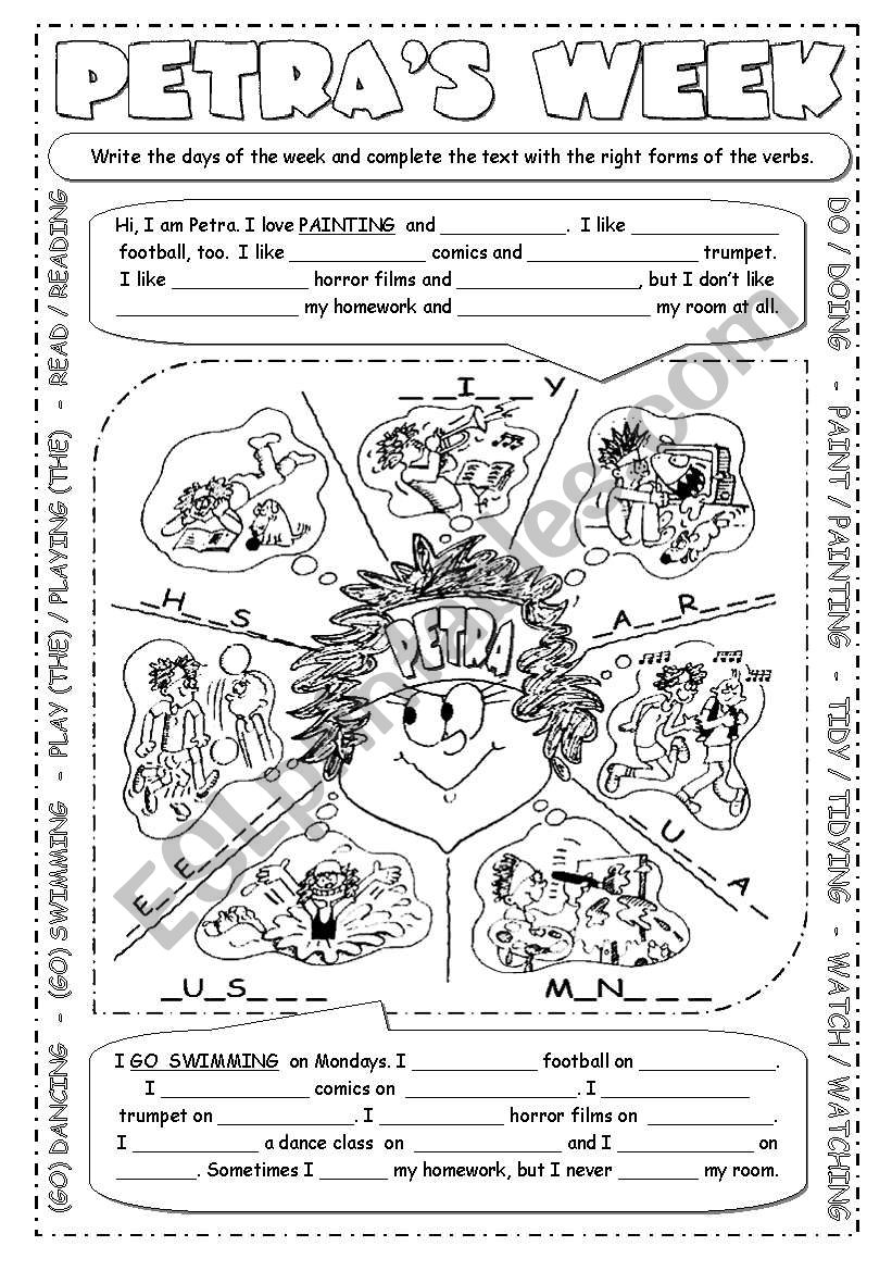 Petra´s & Ben´s Week - ESL worksheet by Alenka