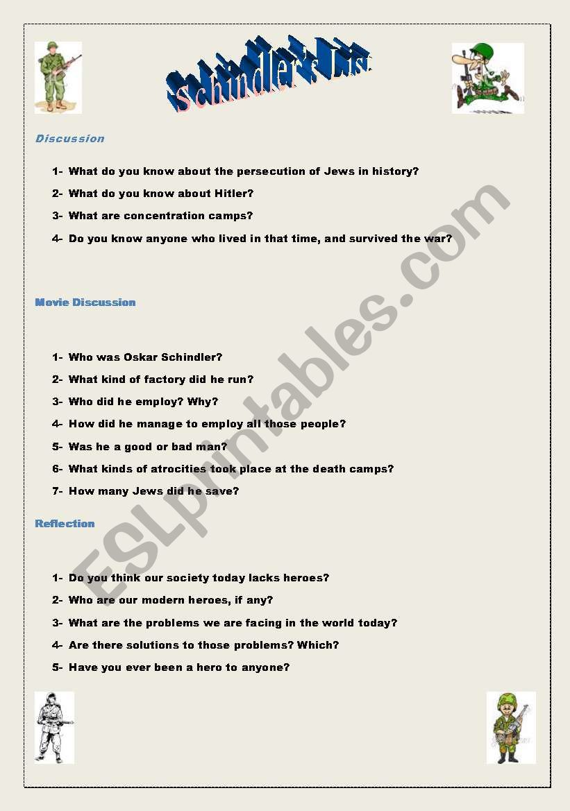 Schindler´s List - ESL worksheet by marcosm