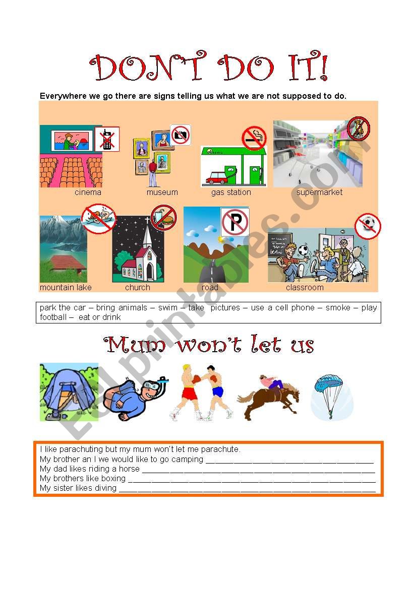 DON´T DO IT - ESL worksheet by s.lefevre