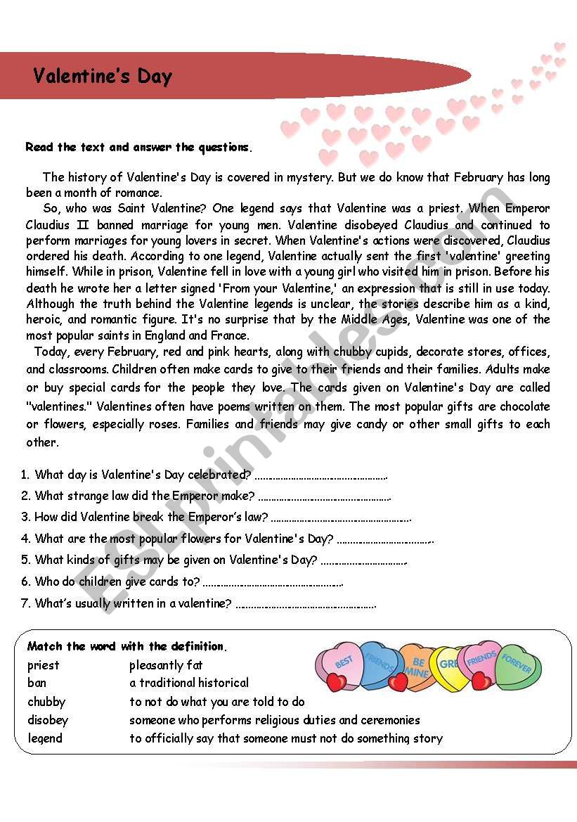 Valentine´s Day - ESL worksheet by alisadedic
