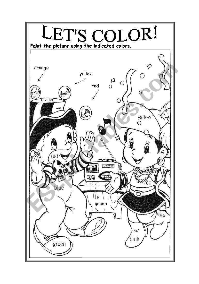 Let´s color! - ESL worksheet by teacher drica
