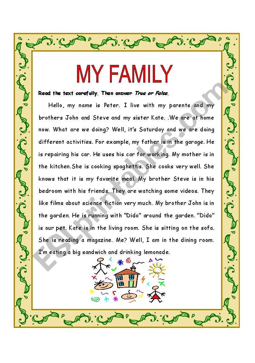 My Family Reading ESL Worksheet By Patricia Elvira