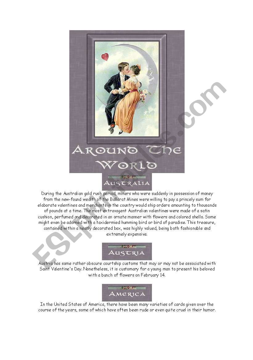 valentine´s around the world - ESL worksheet by selfsa