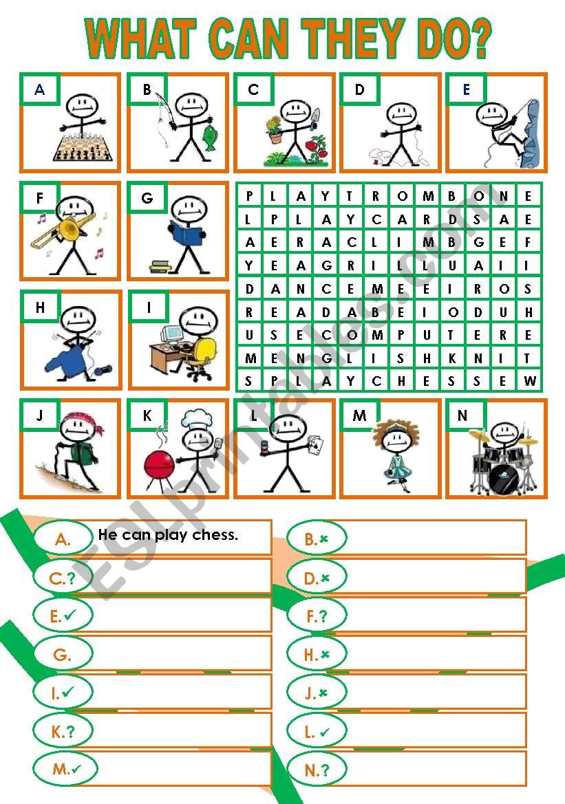 ABILITIES (CAN) - ESL worksheet by evelinamaria ABILITIES (CAN) - ESL worksheet by evelinamaria