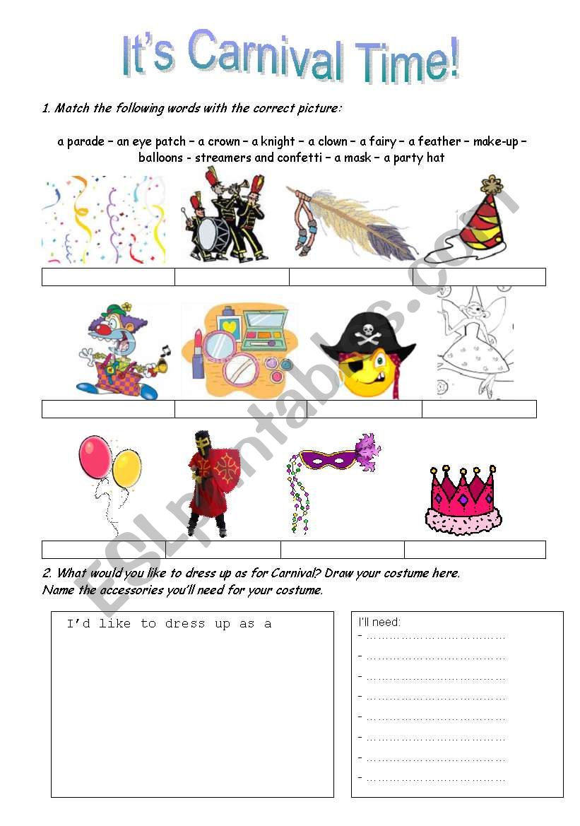 It´s Carnival Time! - ESL worksheet by valivalou22