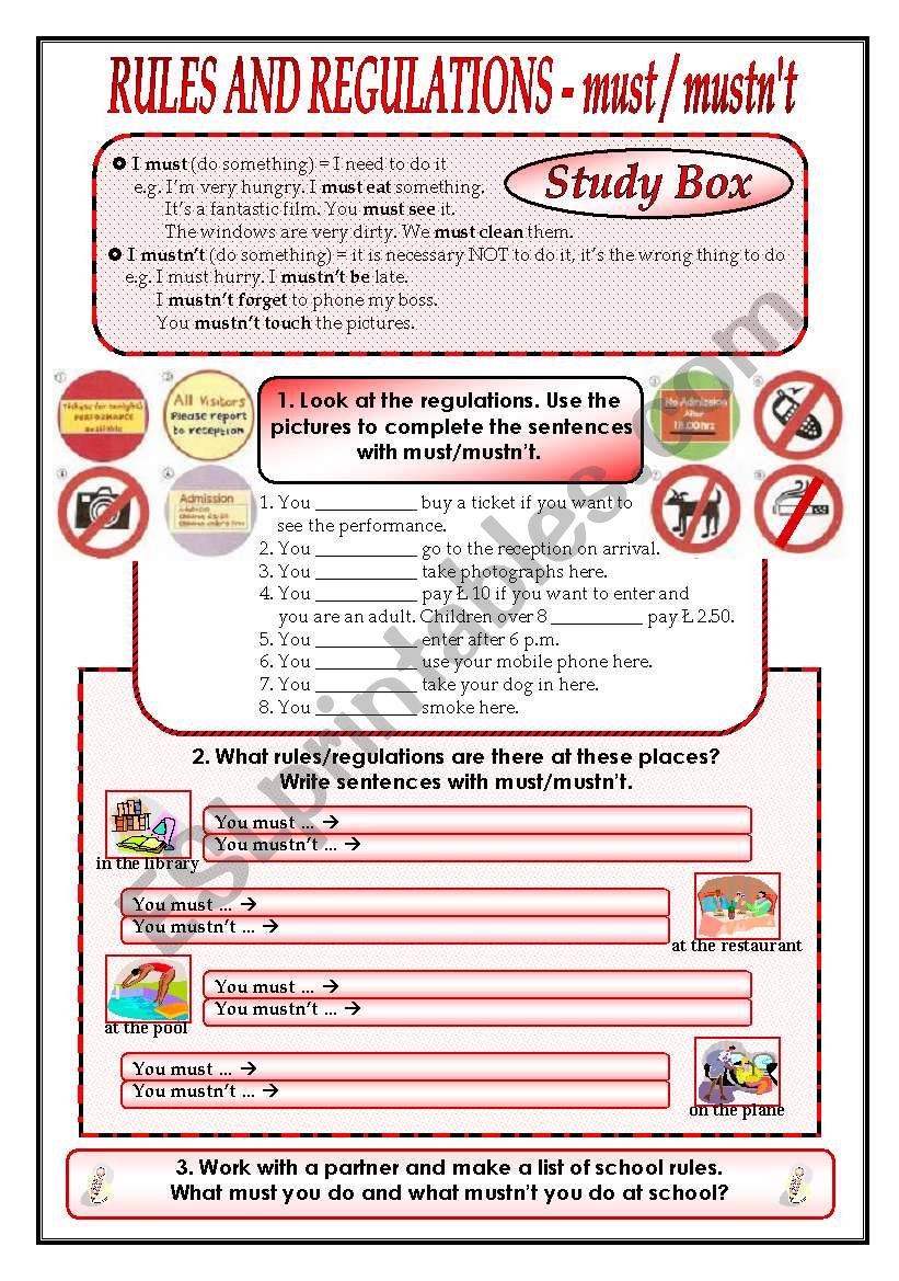 Must and Mustn´t - ESL worksheet by jadd