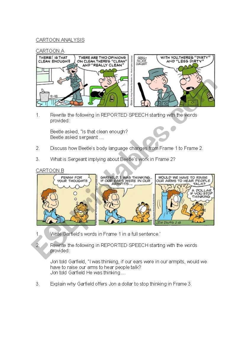 Cartoon Analysis ESL Worksheet By Joalkaster