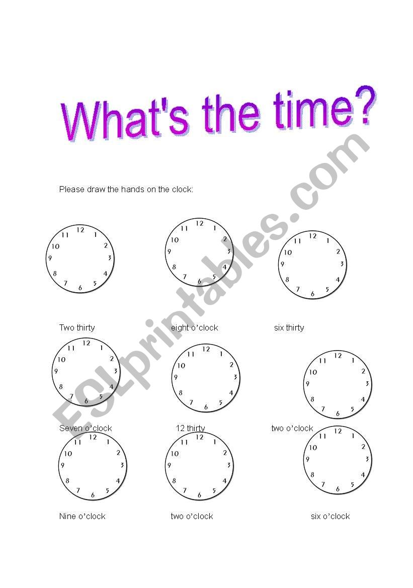 English worksheets: What´s the Time 2?