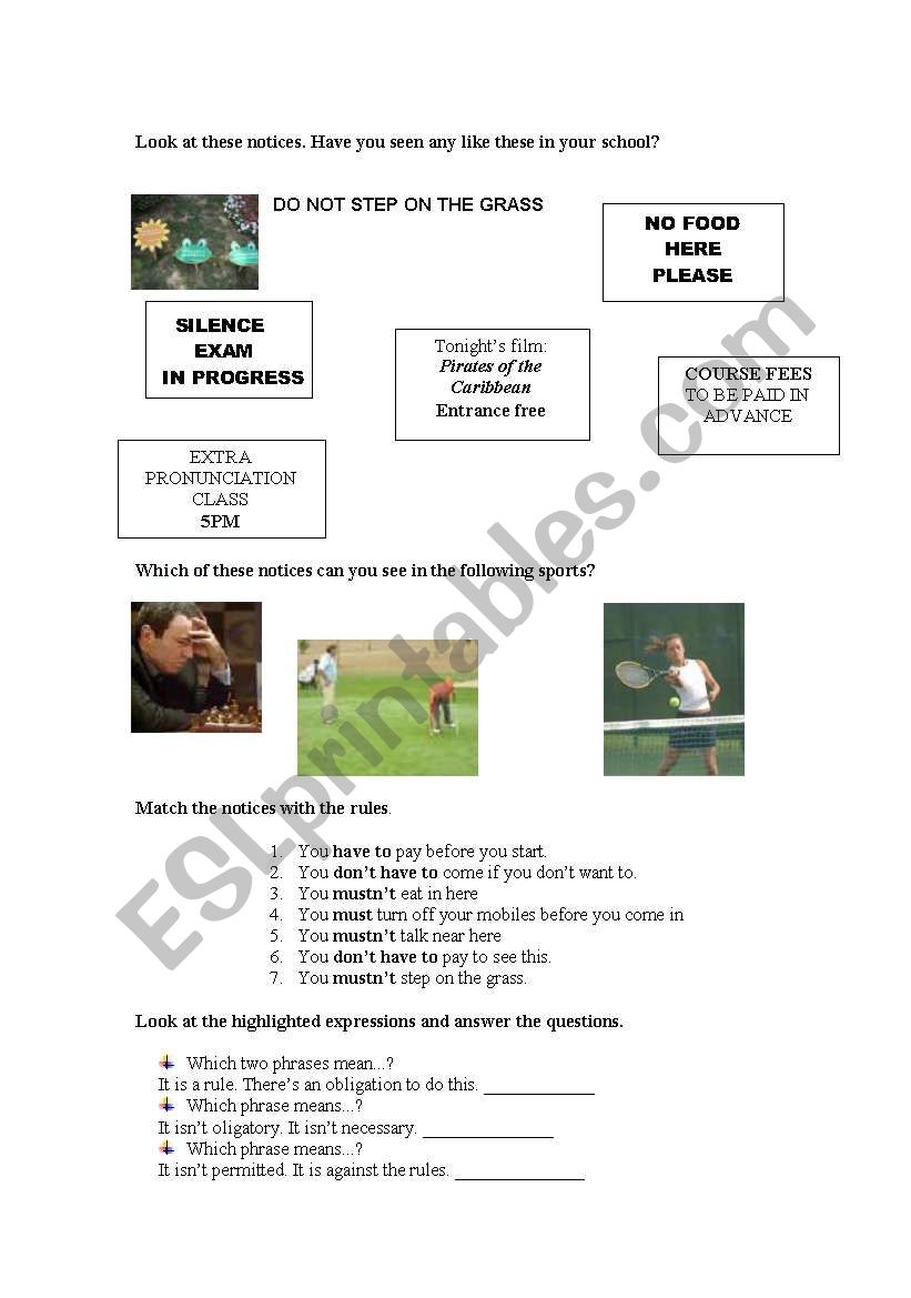 have to, must and mustn´t - ESL worksheet by davor5