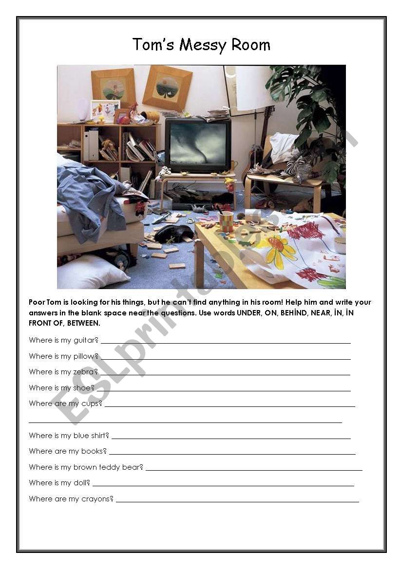 Tom´s Messy Room - ESL worksheet by orisya